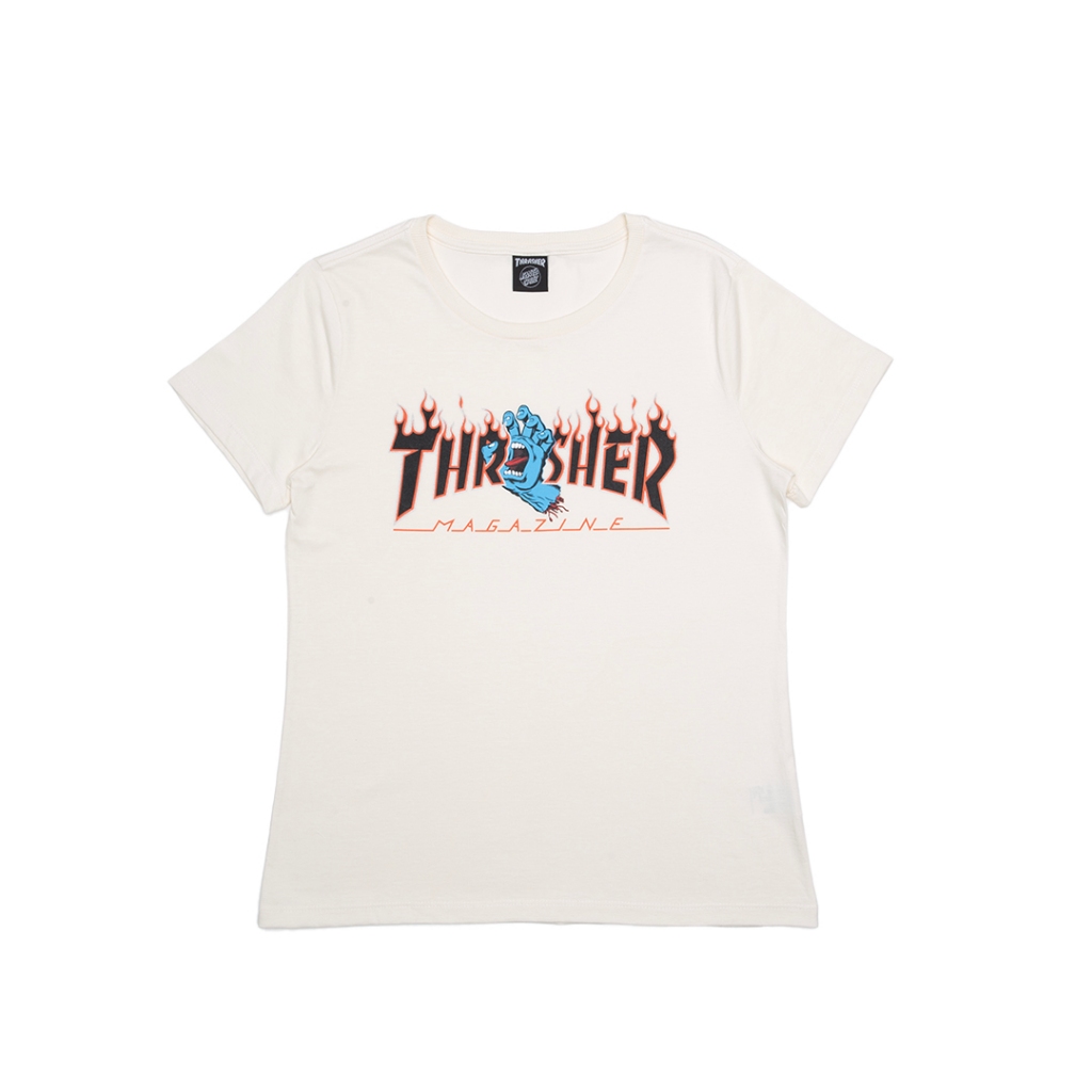 Camiseta Feminina Thrasher Screaming Hand Logo Collab Santa Cruz x ...