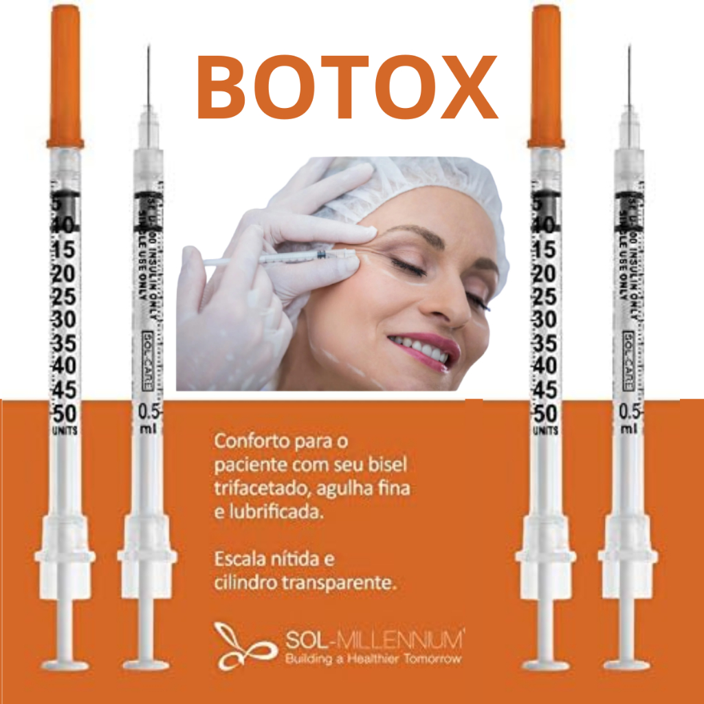 Seringa Para Botox 50 Unidades 0,5ml 31G 6mm x 0.25mm - ENVIO IMEDIATO ...