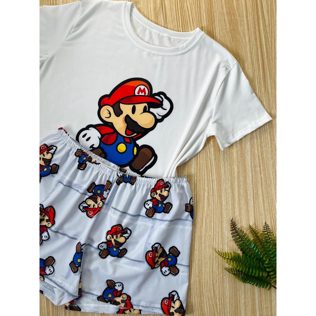 Pijama Baby Dool Conjunto Feminino Personagem Mario Bros | Shopee Brasil
