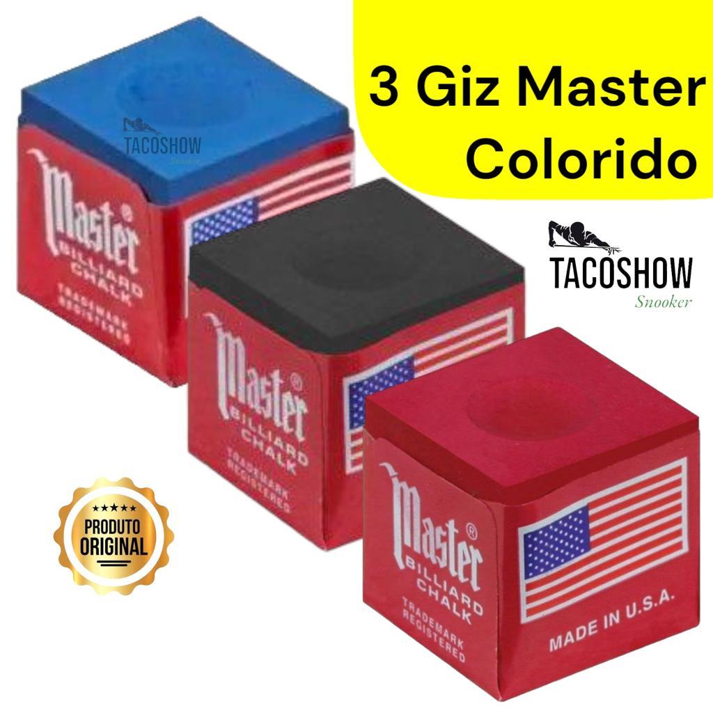 Kit Giz Master Azul Vermelho Preto Original Profissional Para Taco Sola ...