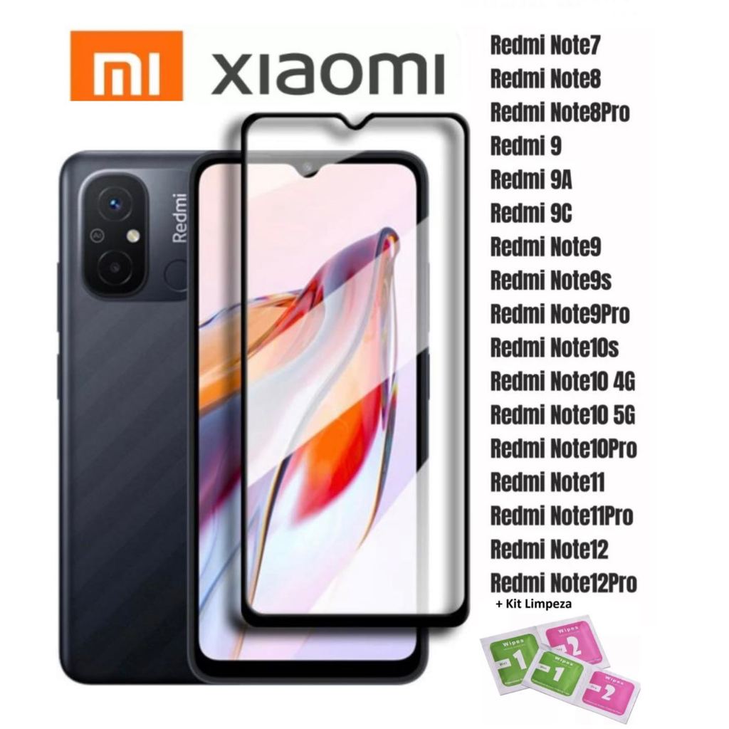 Película De Vidro 3d 9d Xiaomi Note 7 8 8t 9 9s 9 Pro Note 10 10s Redmi