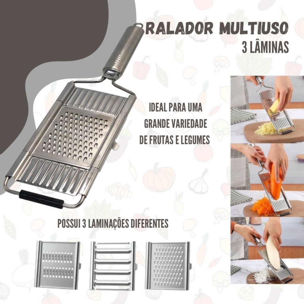 Ralador Multiuso Frutas Legumes com 3 Lâminas Removíveis | Shopee Brasil