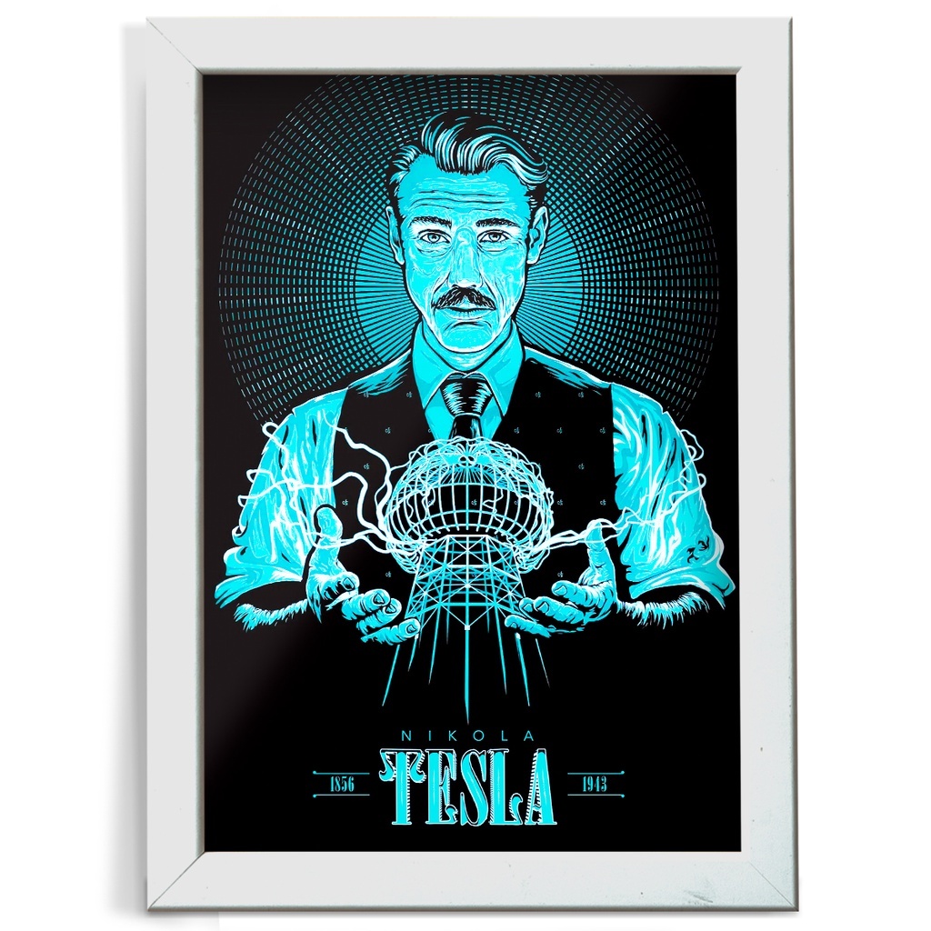 Quadro com Moldura A3/A4 Nikola Tesla - Escorrega o Preço