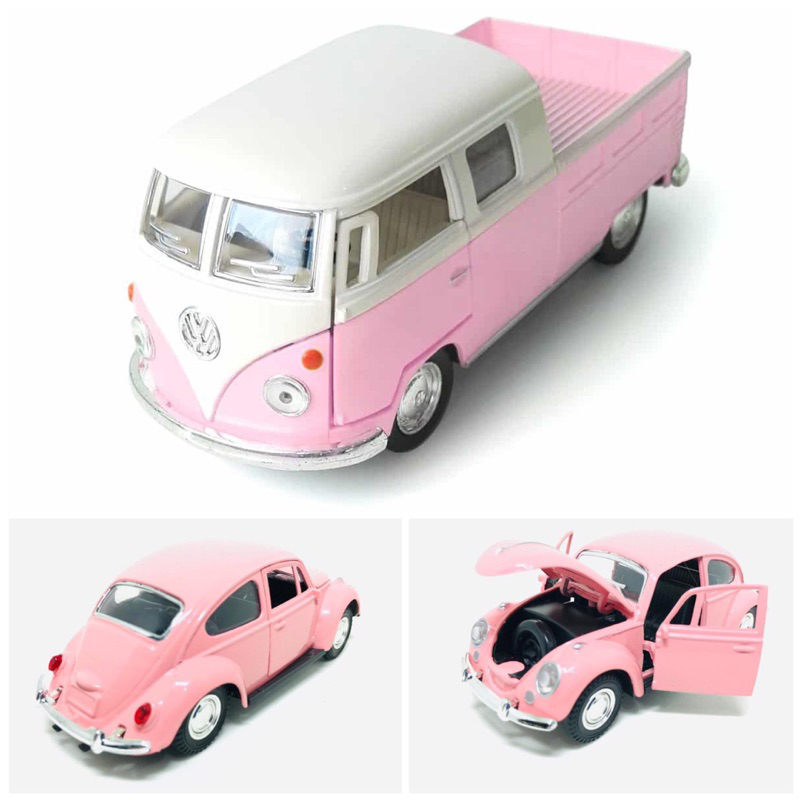 kit 2 Miniaturas Fusca + Kombi Pick-up Rosa Carrinho Coleção | Shopee ...