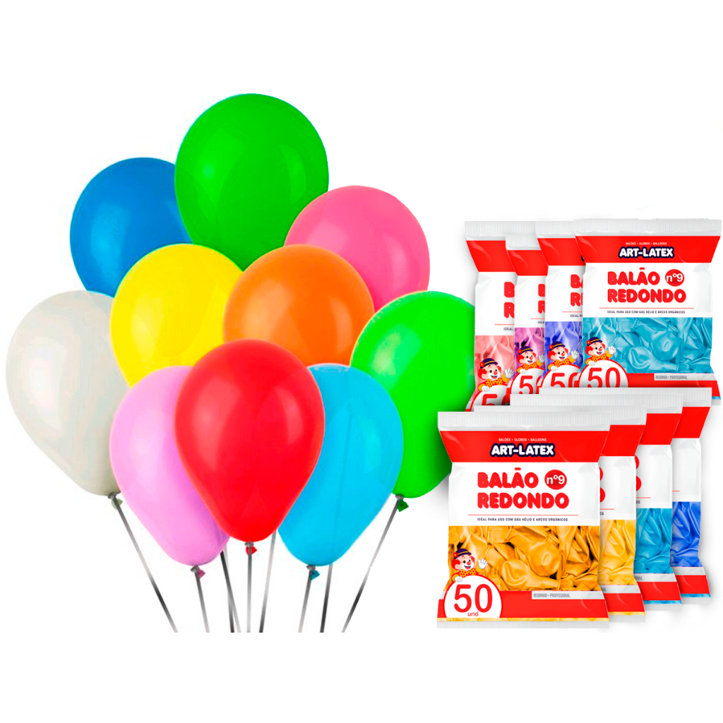 50 Unidades Balão Bexiga Liso Redondo Número 9 Polegadas Art-Latex ...