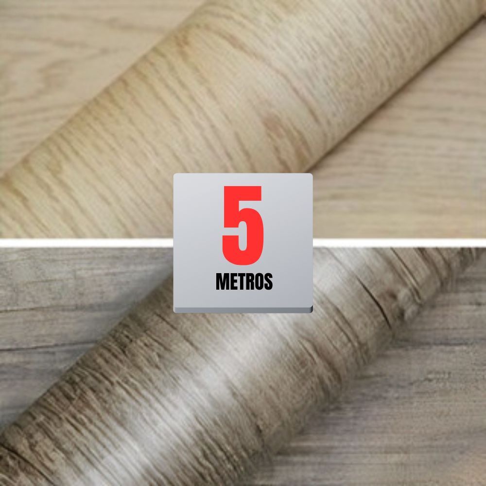 Papel de Parede PREMIUM Rolo 5 Metros Autoadesivo Amadeirado 5m x 45cm ...