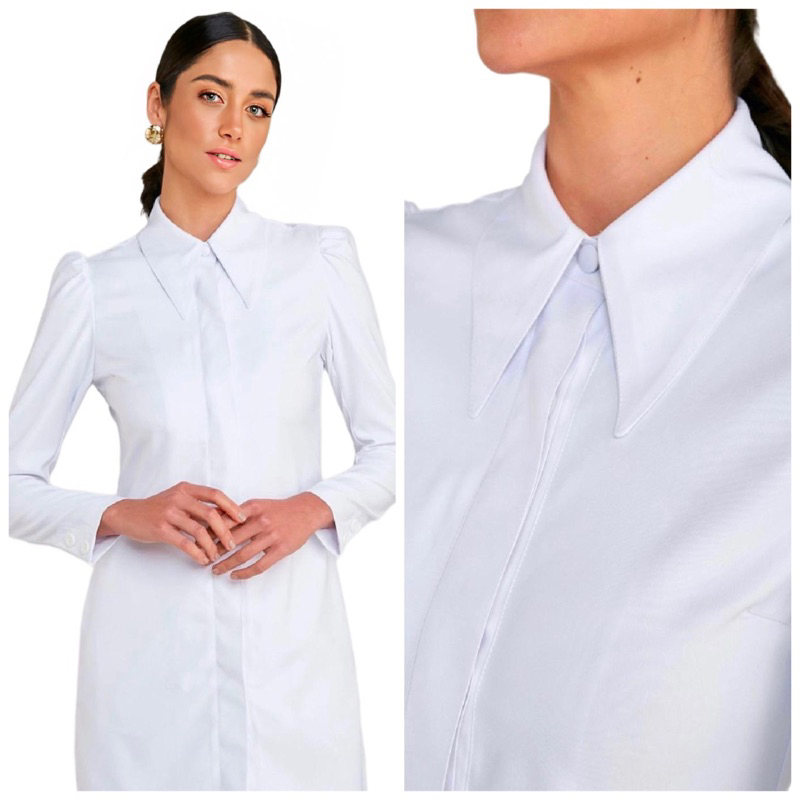 Jaleco Branco Feminino Two Way Gabardine Elastano Manga Bufante Dream | Shopee Brasil