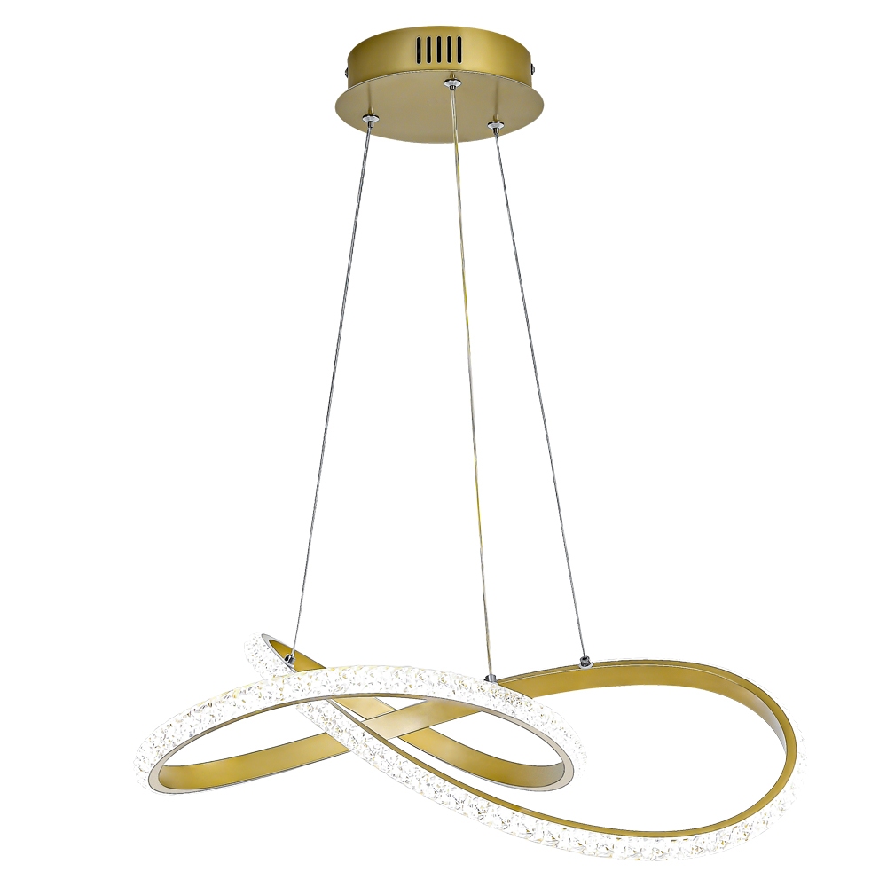 Lustre Pendente Led Infinito Design Moderno Cristal Luz 3em1 Sala ...