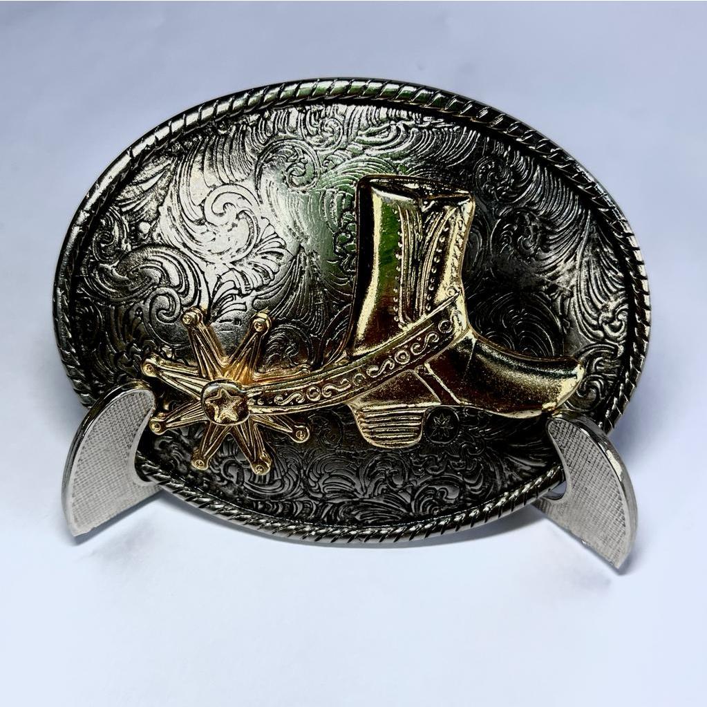 Fivelas Country Bota com Espora Dourada Giratória Reforçada para Cintos ...