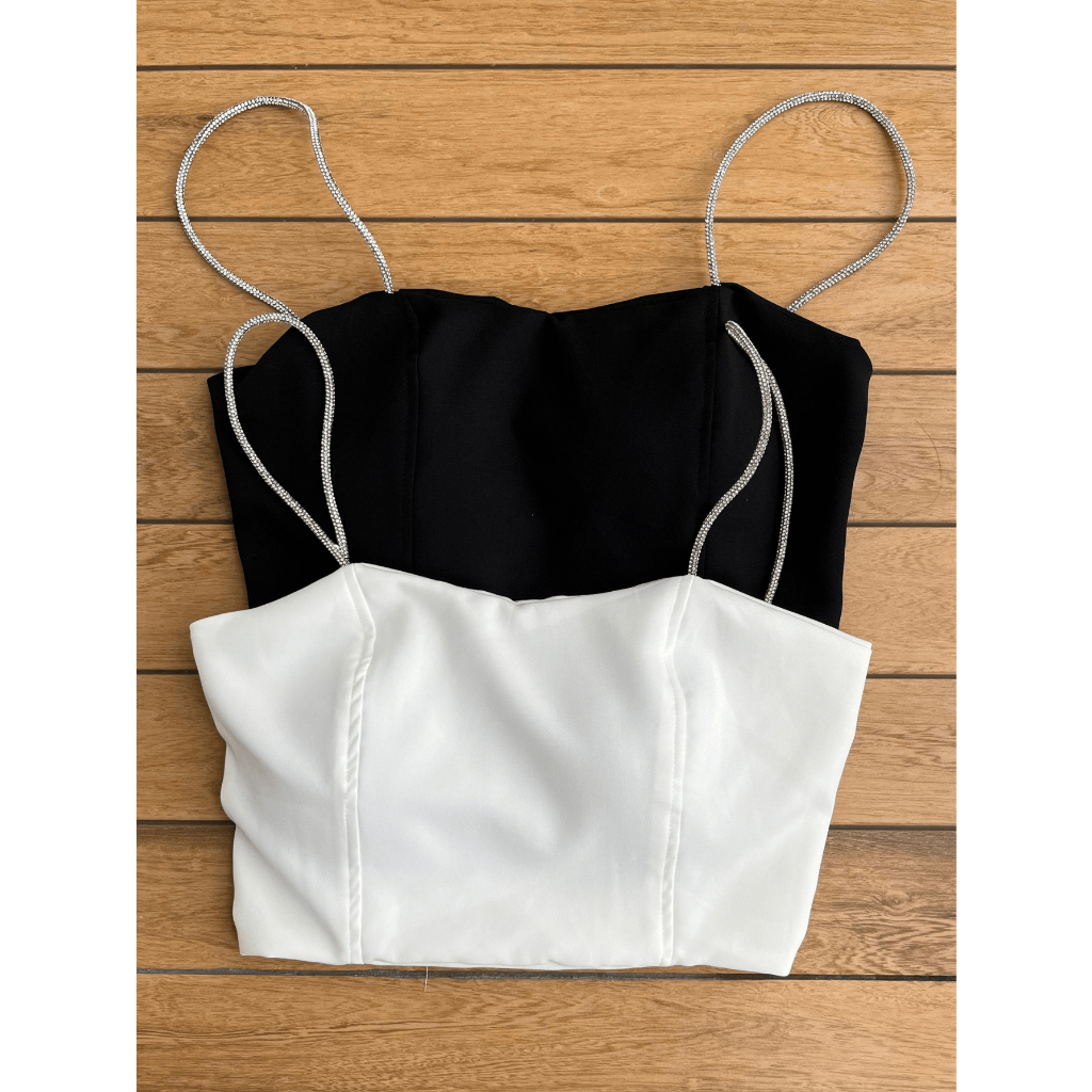 Cropped alça strass alça brilho P M G | Shopee Brasil