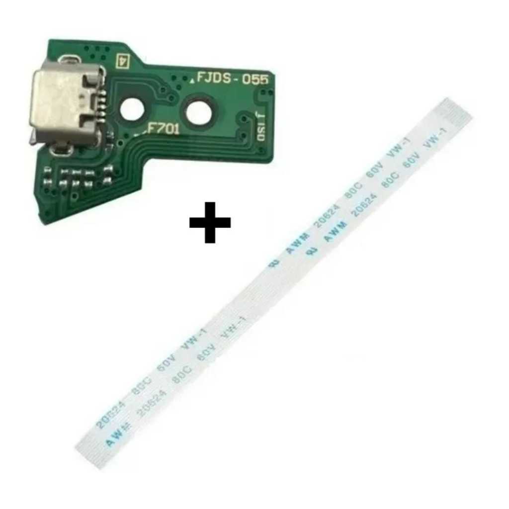 Placa Usb Conector Controle Ps4 Jds 055 + Cabo Flat 12 Vias | Shopee Brasil
