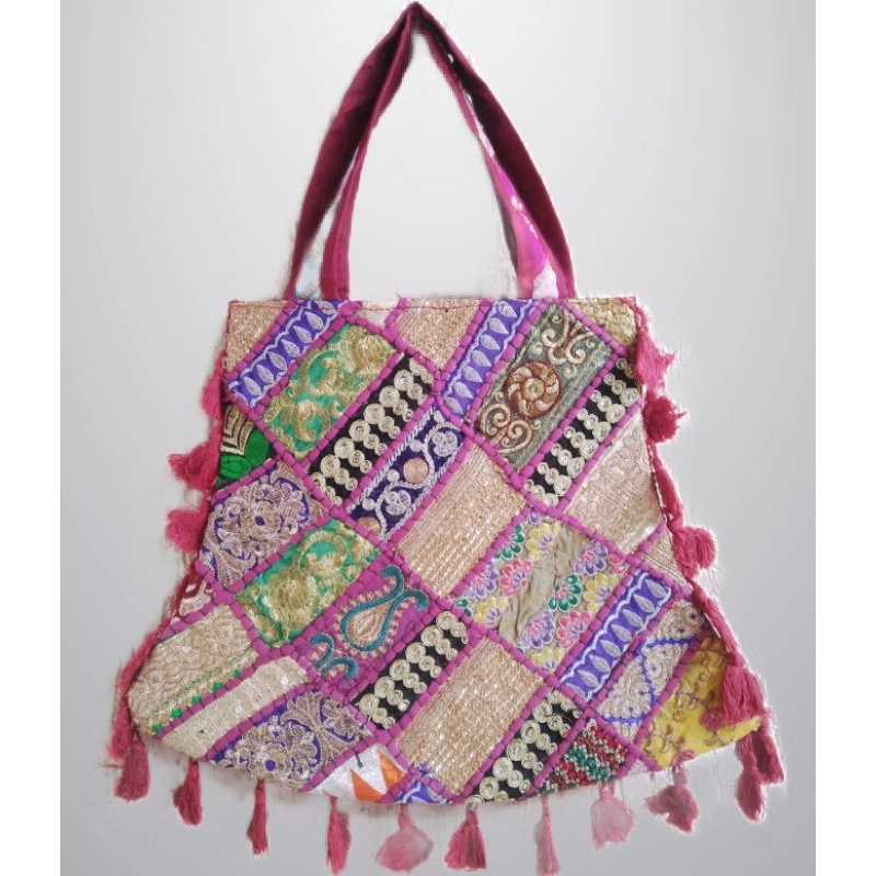 Bolsa indiana patchwork bolsa com zíper bordada | Shopee Brasil