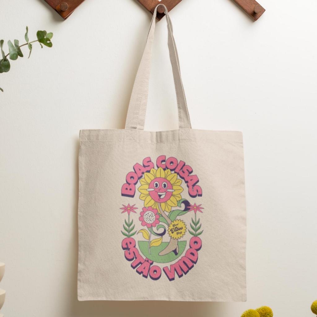 Bolsa Sacola Ecobag Good Vibes Coisas Boas Com ou Sem Zíper 100% Algodão Cru 094 | Shopee Brasil