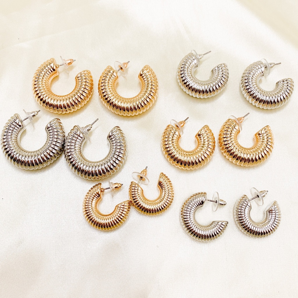 Brincos clássicos simples e modernos femininos - ouro e prata | Shopee ...