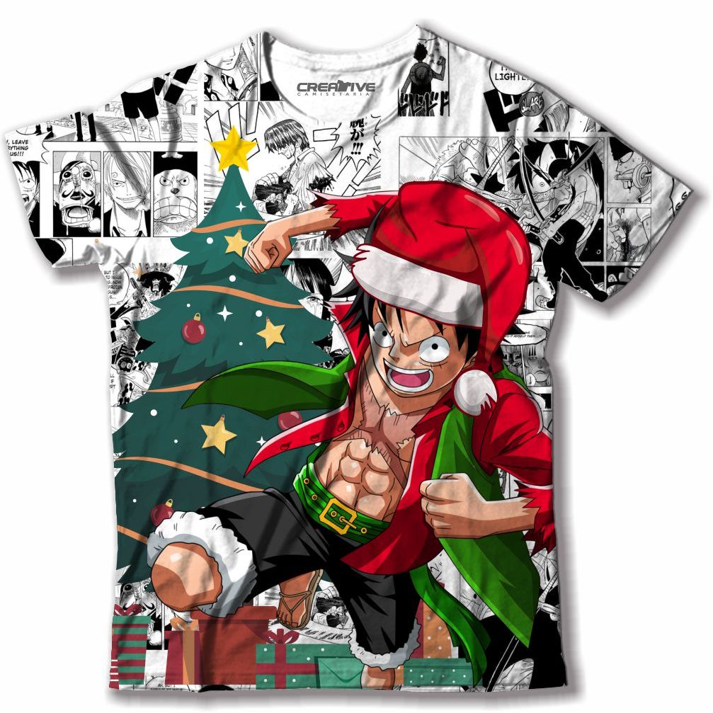 Camisa Natal One Piece Luffy Noel Adulto e Infantil | Shopee Brasil
