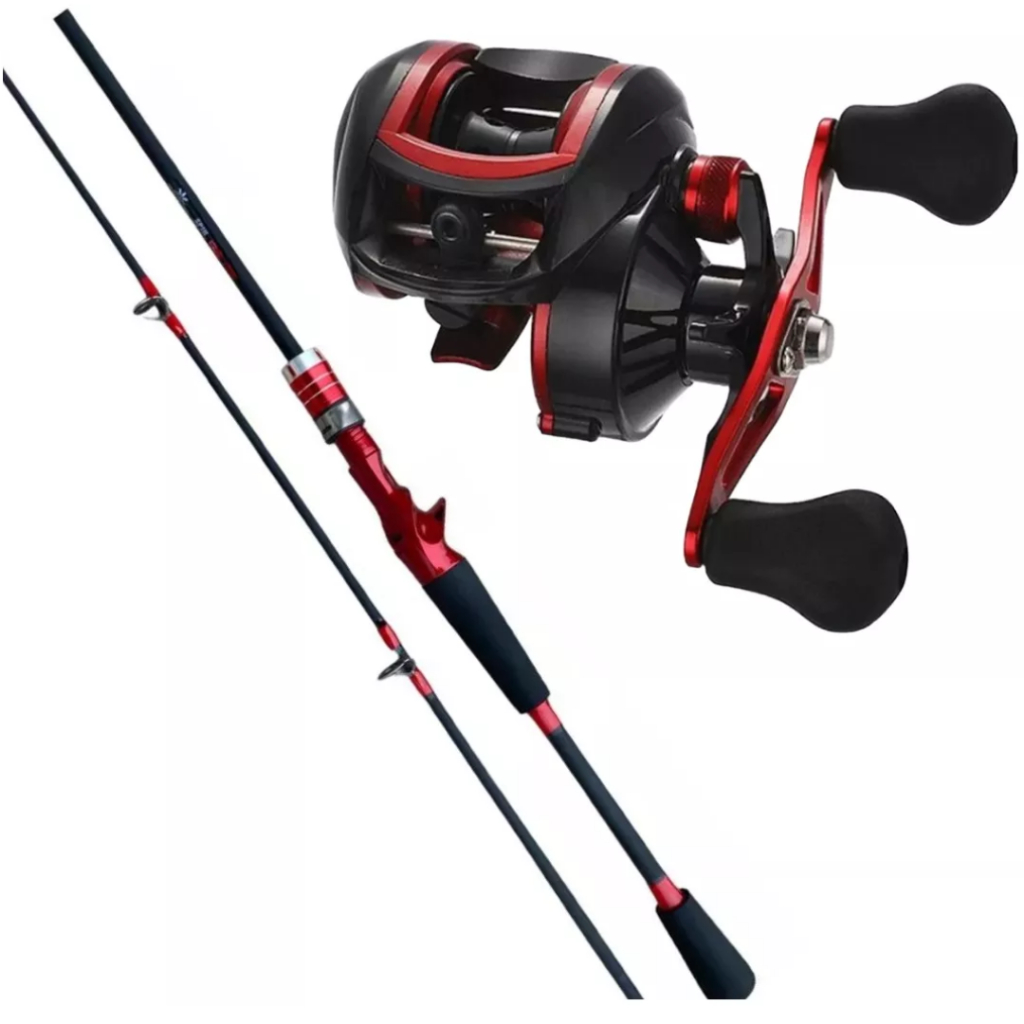 Kit Pesca Carretilha CMIK Anticabeleira 19 Rolamentos + Vara Fibra De Carbono 8-20 LBS 1,80m ...