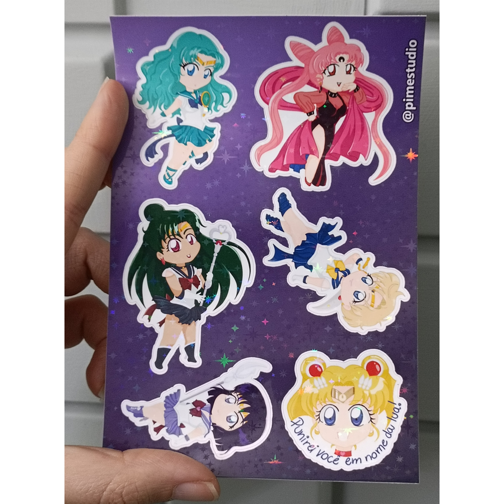 Cartela De Adesivos Em Vinil HologrÁfico A5 Sailor Moon Outers