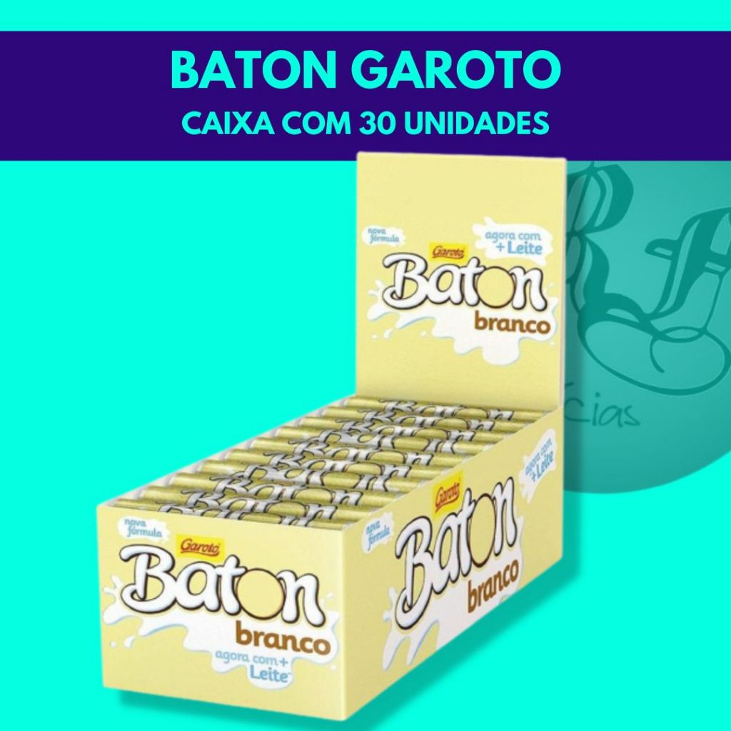Baton Garoto Chocolate branco 30 uni. | Shopee Brasil
