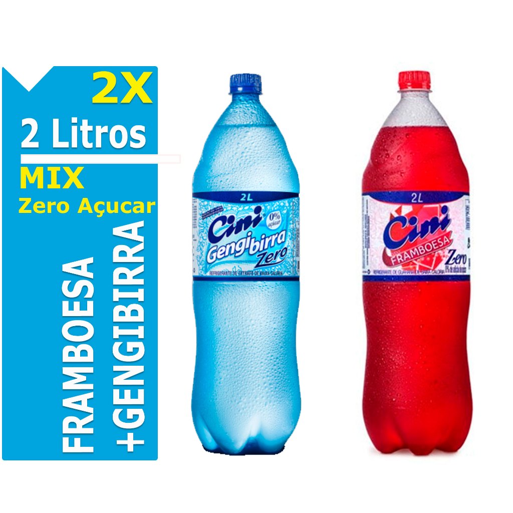 Refrigerante Cini Zero Açucar 4 Litros MIX Gasosa Framboesa e Gengibre ...