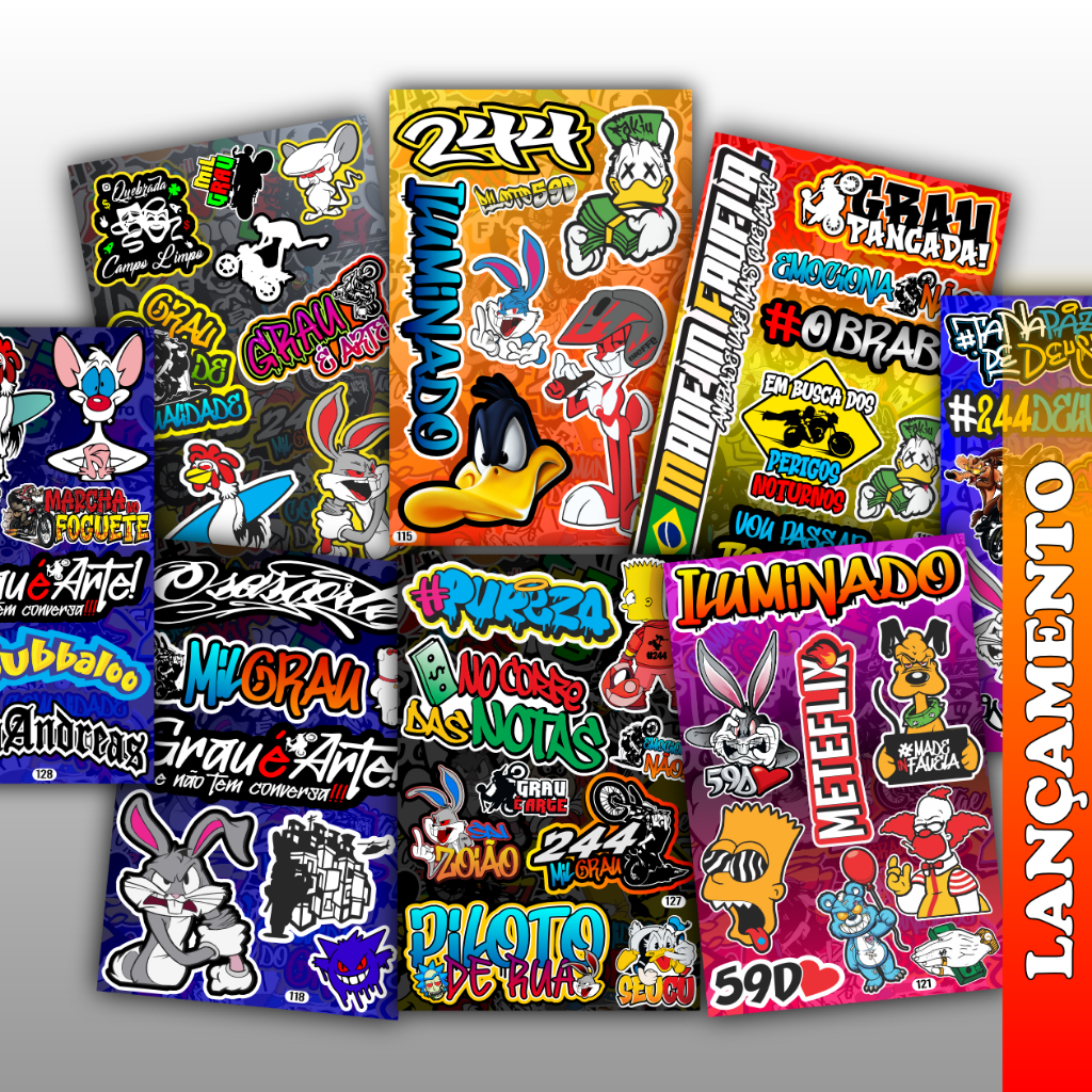 Cartela de Adesivos impreshow - Moto Carro Bike Caminhão coelho 244 | Varios Modelos VR01 ...