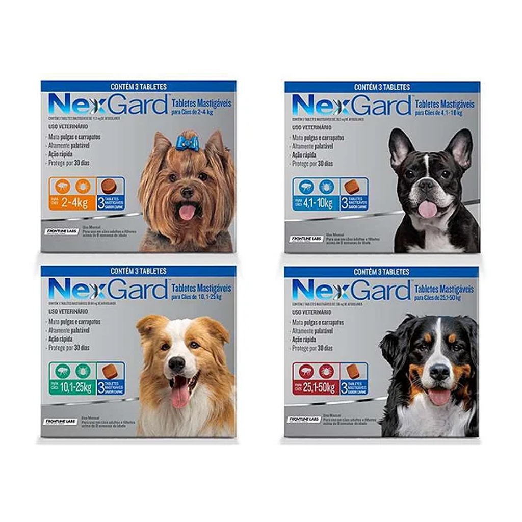 Antipulgas Nexgard 2 a 50kg com 3 Comprimidos | Shopee Brasil