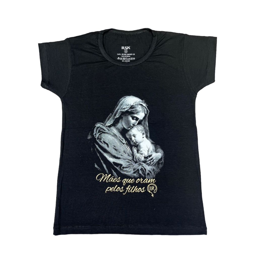 Blusa Feminina Baby Look Mães Que Oram Pelos Filhos Malha Fria Preta ...