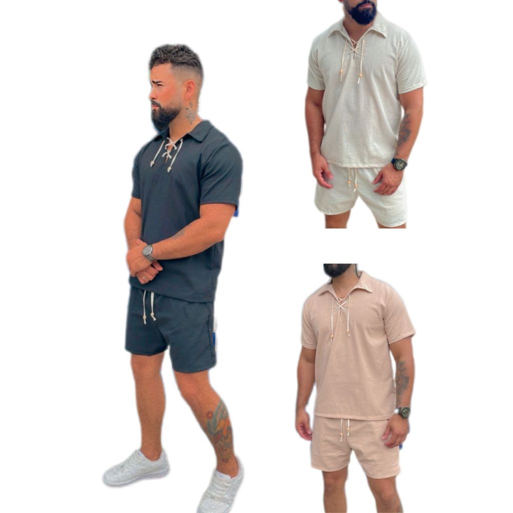 Bermuda Masculina I Camisa Masculina I Conjunto linho Masculino I Verão ...