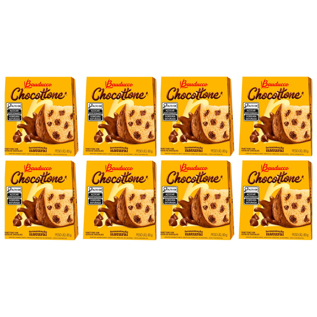Mini Chocotone Ou Mini Panetone 80g Bauducco - Kit 8 Un | Shopee Brasil