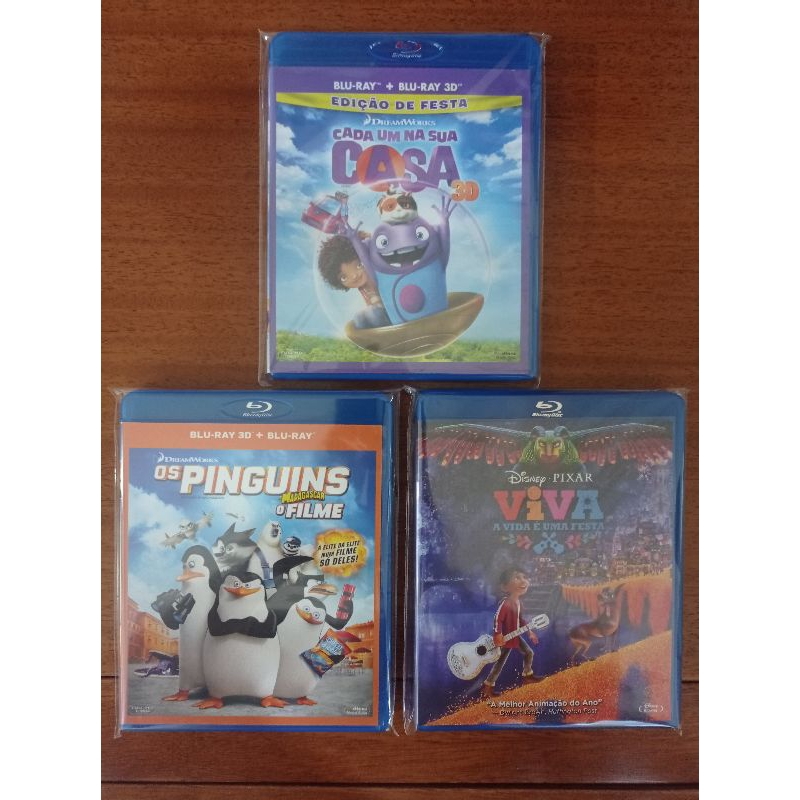 Blu-ray Cada um na Sua Casa + Os Pinguins de Madagascar + A Vida é Uma Festa | Shopee Brasil