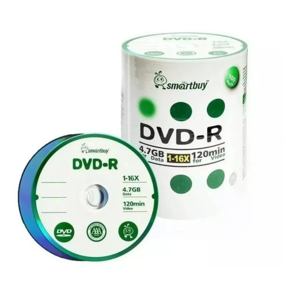 100 Mídia Virgem Dvd Smartbuy Logo Verde 4.7gb 120min Dvdr | Shopee Brasil