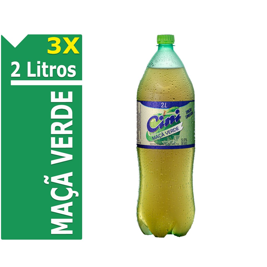 Refrigerante Maçã Verde 6 Litros em 3x de 2L Gasosa Cini Edição ...