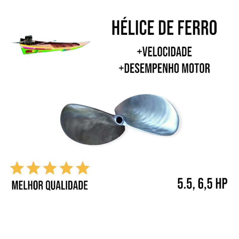 Hélice de ferro para motor rabeta 6.5, 7, 5.5 Hp | Shopee Brasil