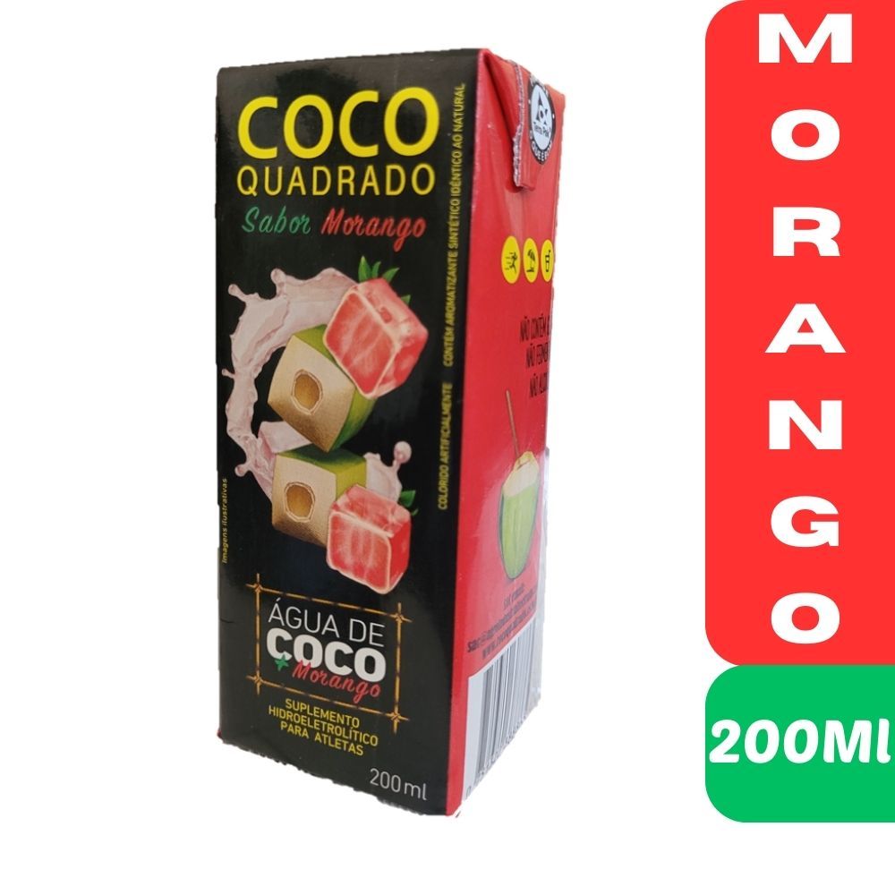 Kit 10 Unidades de Água de Coco C/ Morango - Coco Quadrado 200ml ...