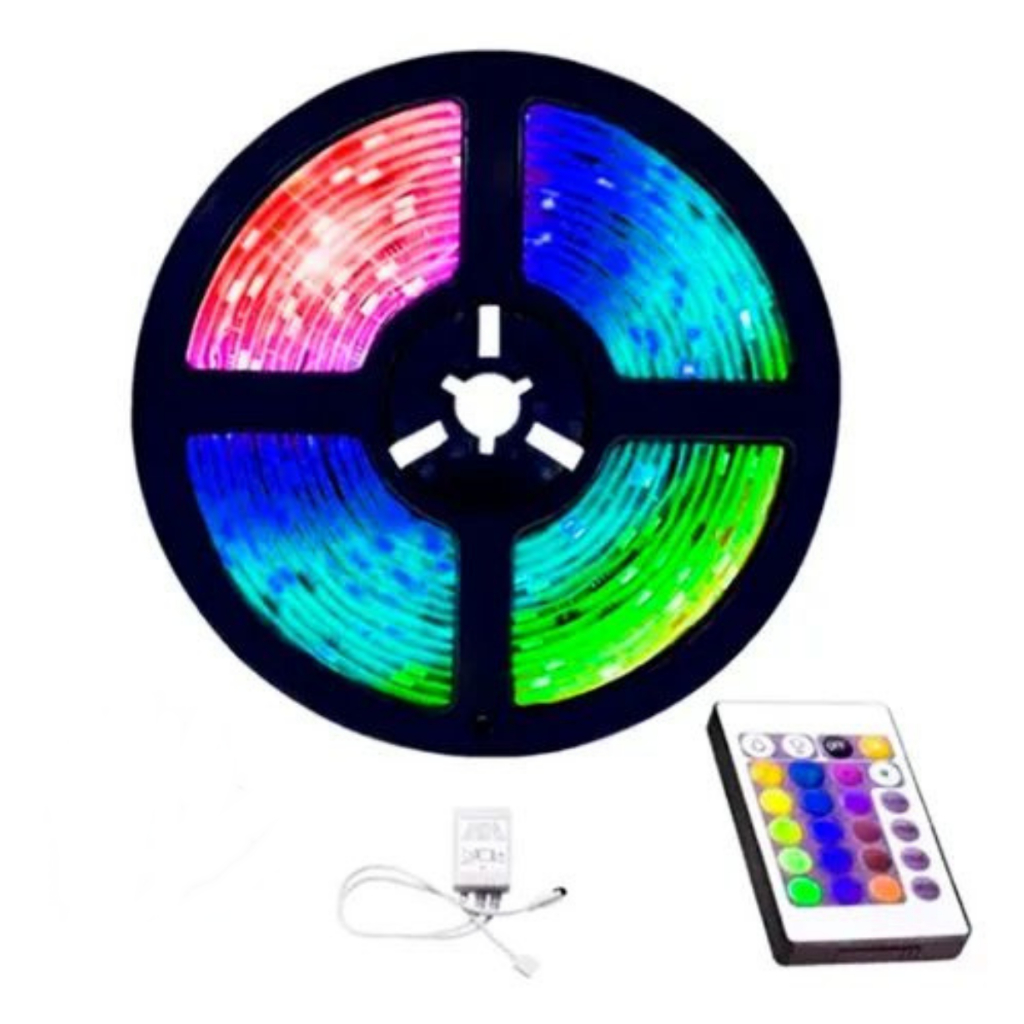 Fita Led Ultra Rgb 5050 5 Metros Com Controle e Controloradora Rolo 16 ...