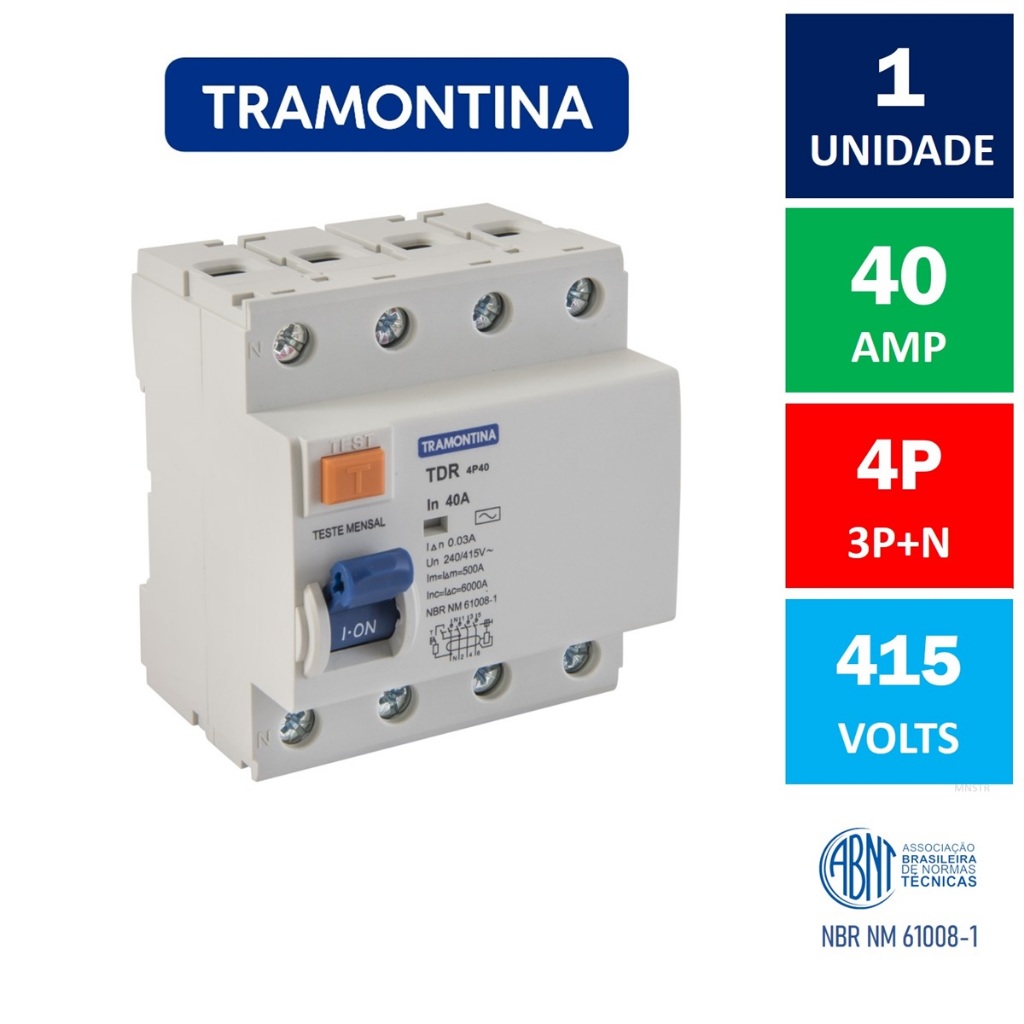 Interruptor Diferencial Residual DR 4P 40A 30mA 6KA TDR-40 Tramontina | Shopee Brasil