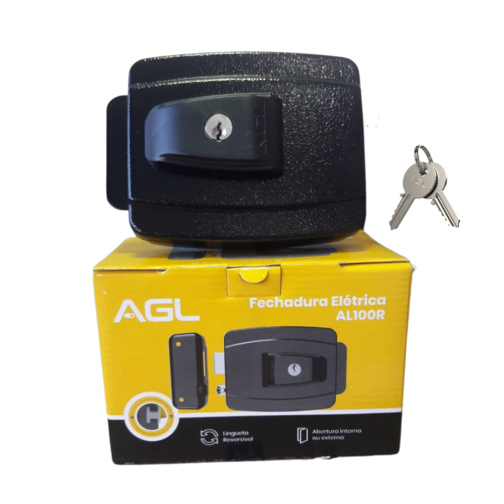 Fechadura Elétrica AGL AL100R Reversível Abre Para Dentro e Fora Chave ...