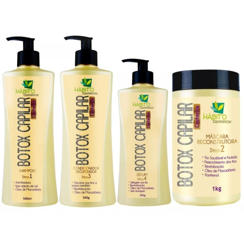 Kit Profissional Botox Capilar Cauterize Habito Brasil 1 kg( Sh + Cond ...