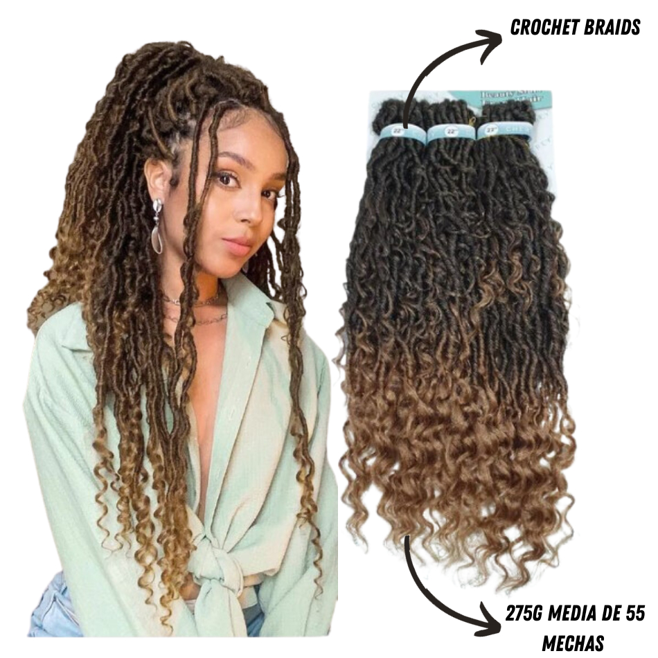 Cabelo Faux Locs Crochet Braids e Boho locs 270G com 60 mechas 65cm ...