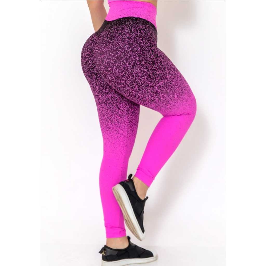 Calça Legging Grossa Poliamida Degrade Fitness Feminina Academia Alta ...