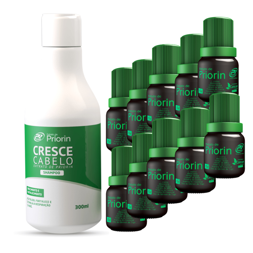 Cresce Pelo Extrato De Priorin Kit com 10 tônicos shampoo Cresce cabelo ...