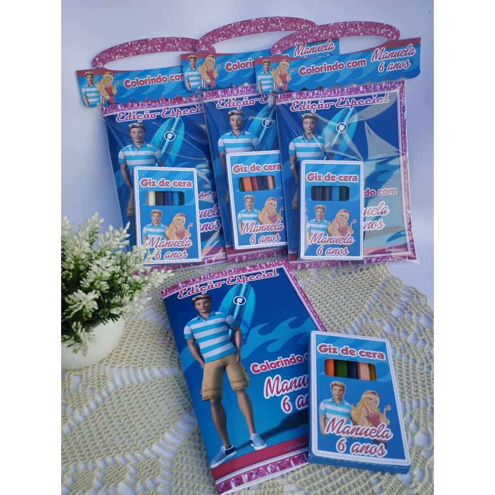 Kit de colorir Barbie Azul/Ken - Livro de colorir + giz de cera ...