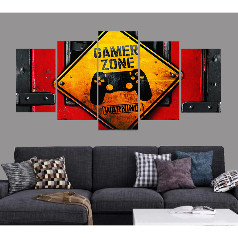 Quadro Decorativo 5 Peças Gamer Zone Ps2 | Shopee Brasil