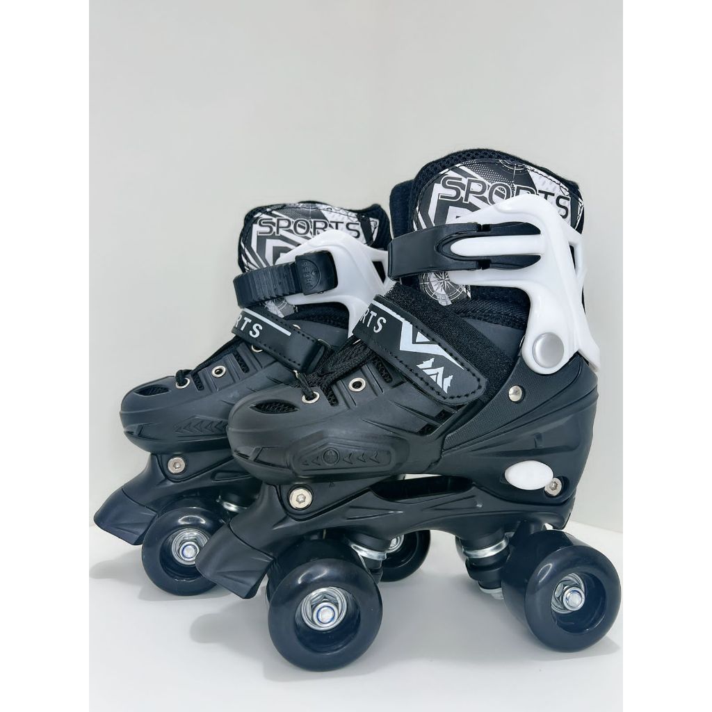 Patins Quad Preto 4 Rodas Com Regulagem De Tamanho Ajustável Medidas P ...