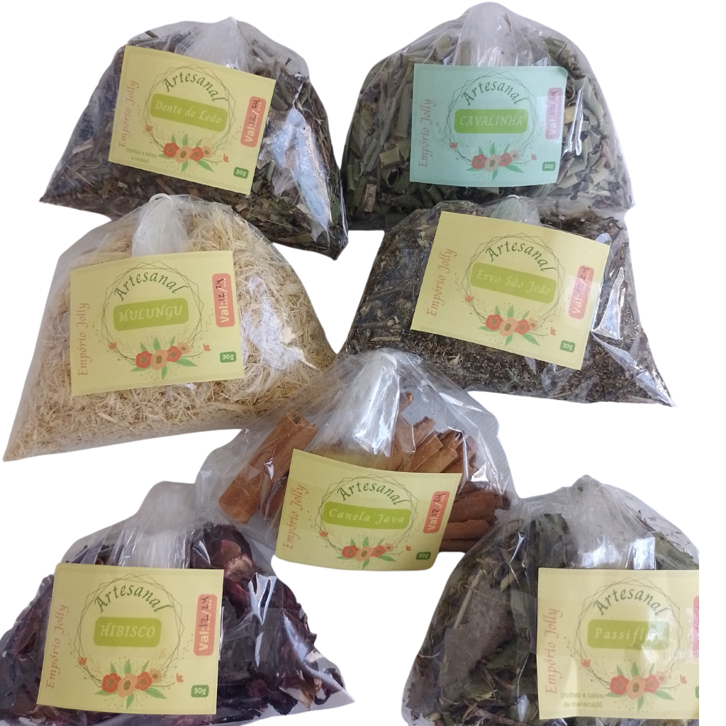 Kit de Chás 7 Ervas a Granel com Mulungu Hibisco Canela Java | Shopee ...