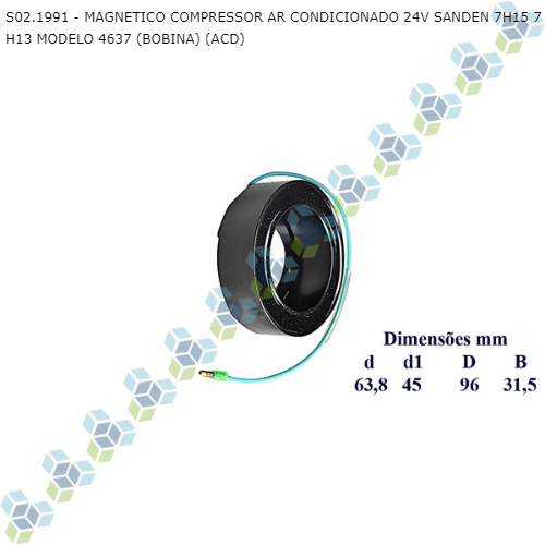 MAGNETICO COMPRESSOR AR CONDICIONADO 24V SANDEN 7H15 7H13 MODELO 4637 ...