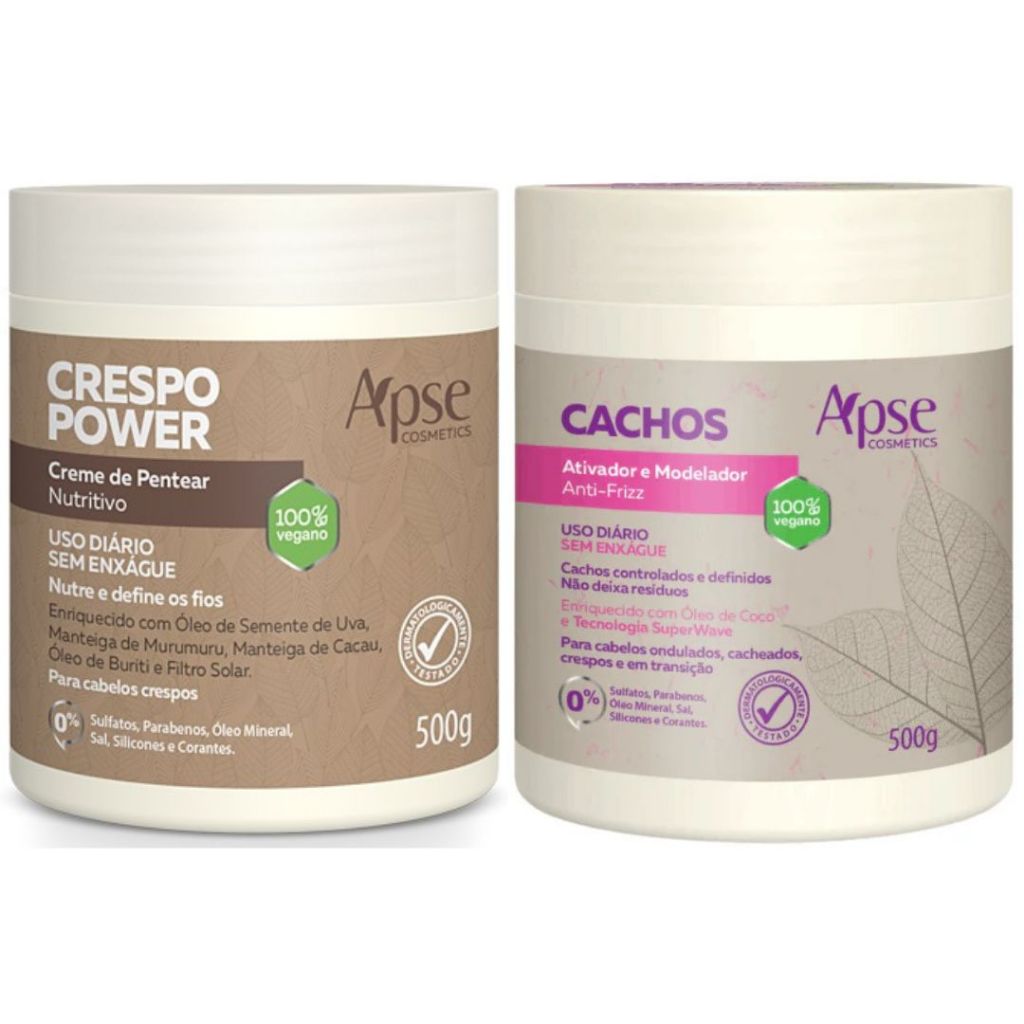 Kit Apse Creme de Pentear Crespo Power 500g e Ativador Cachos Modelador ...