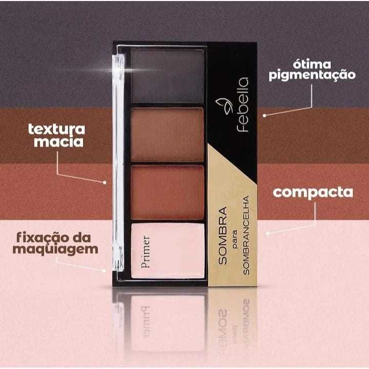 Maquiagem Sombra de sobrancelha Quarteto Make Sombra De Sobrancelha Com Espelho Modelo Febella ...