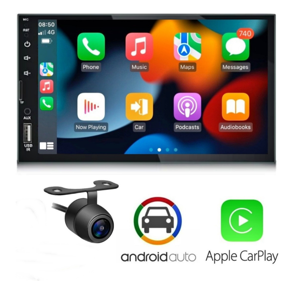 Central Multimídia Touch MP5 Espelhamento de tela Android e IOS + Câmera Ré Visão Noturna ...