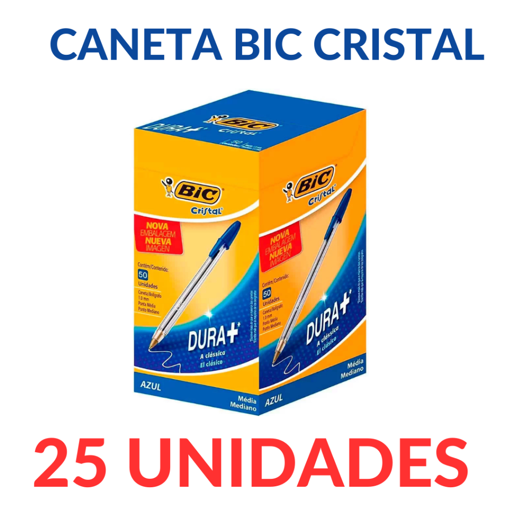 Caneta Bic Cristal - 25 Unidades - Escolha a cor | Shopee Brasil