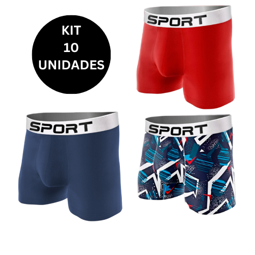 Kit 10 Cueca Box Masculina Alta Qualidade sem Forro | Shopee Brasil